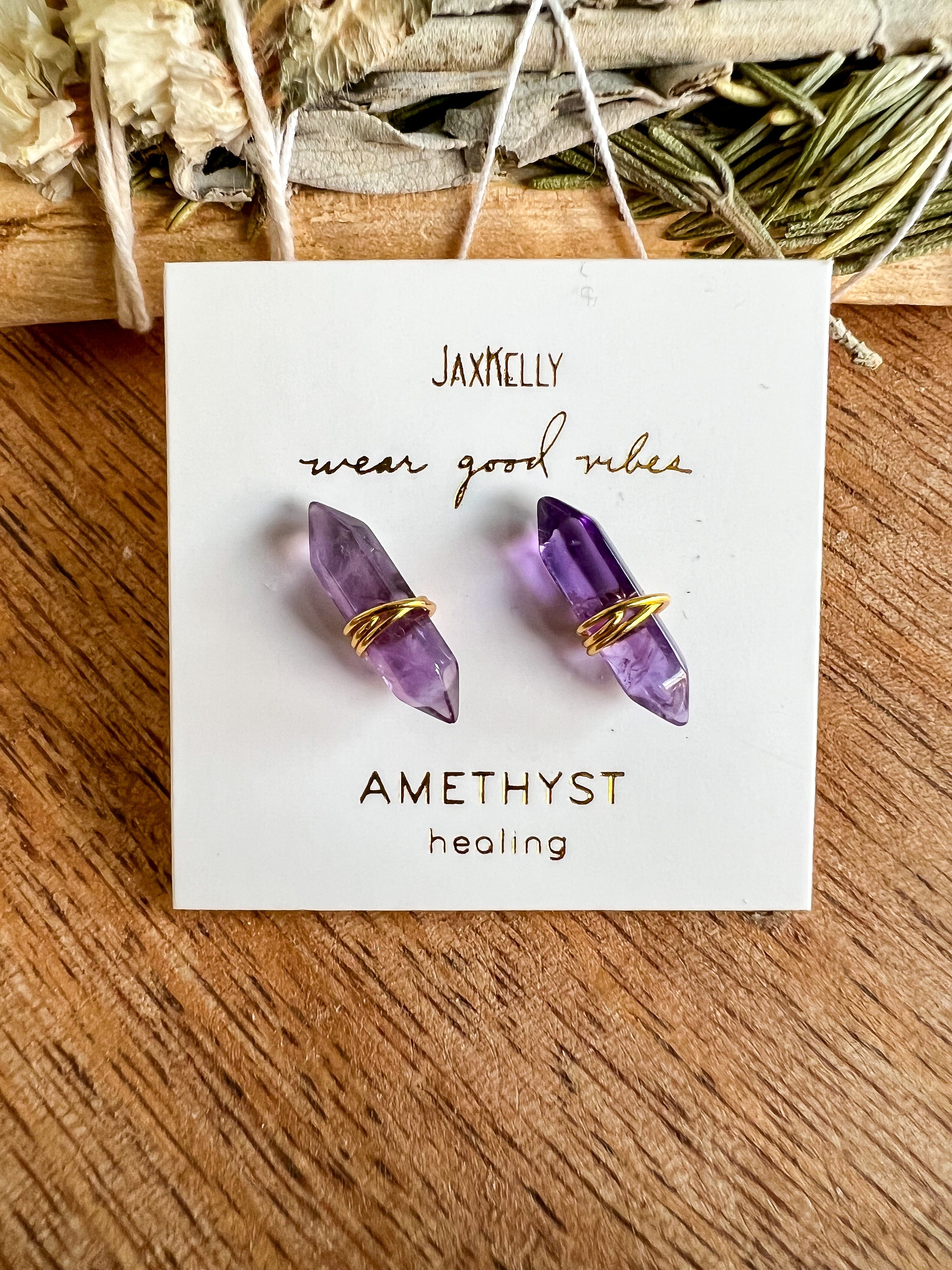 POINT EARRINGS 18K - AMETHYST – The Shabby Chakra
